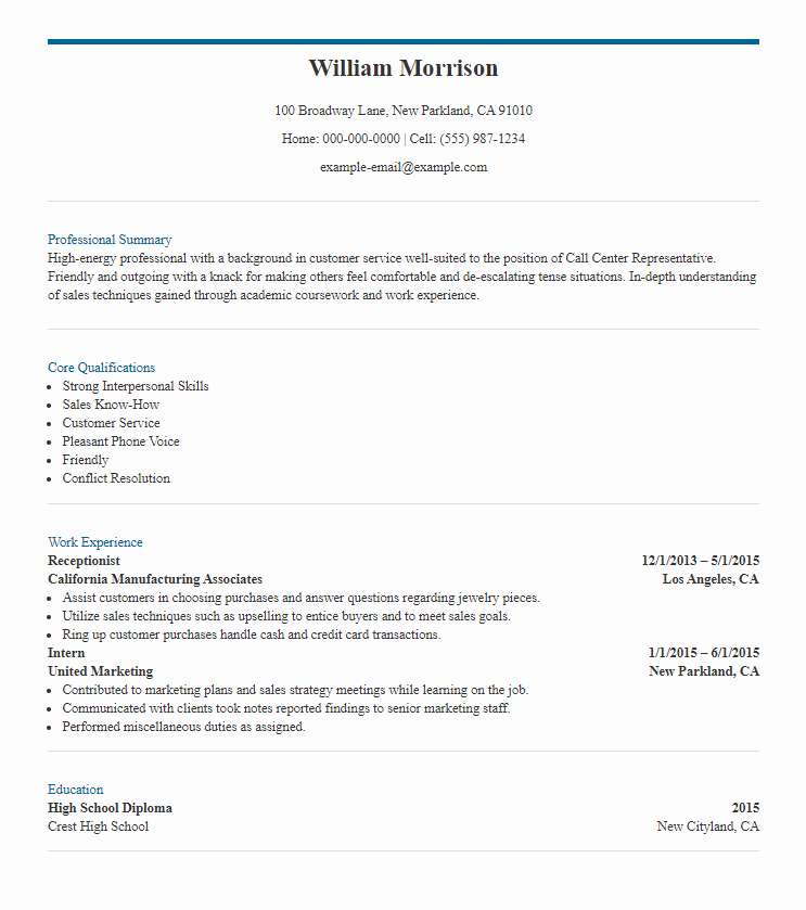 Objective In Resume For Call Center Job Job Retro